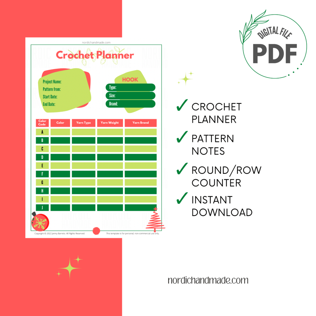 Printable Crochet Project Planner – Christmas Edition | Nordic Handmade